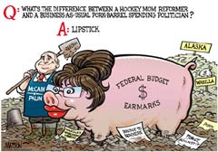 Palin Shown As Lipsticked Pig in Cartoon Days Before Obama Remark