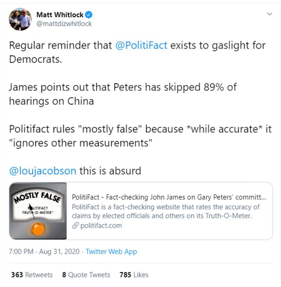 GOP Rages at PolitiFact Tagging Michigan's John James as 'Mostly False ...