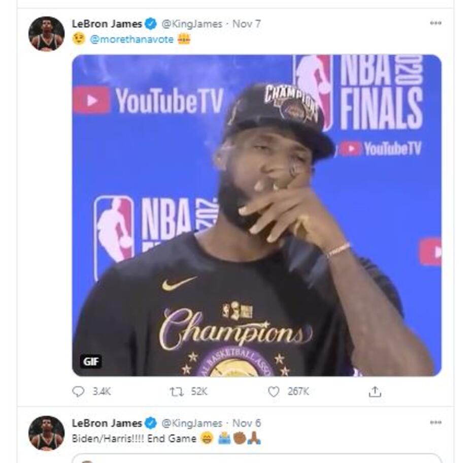 LeBron James, The Guardian Pile On Trump After Biden Declared Winner ...
