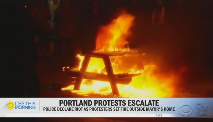 Are You Kidding? CBS: Burning Portland Protest Is ‘Mostly Peaceful ...