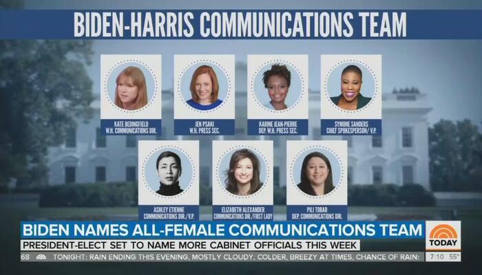 FALSE: Nets Tout Biden Hiring ‘First, All-Female’ WH Comms Team (Trump ...