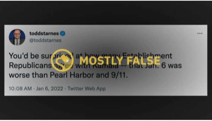 Guess Who Snopes Tagged 'Mostly False' When Kamala Linked 1/6 with 9/11 and Pearl Harbor ...