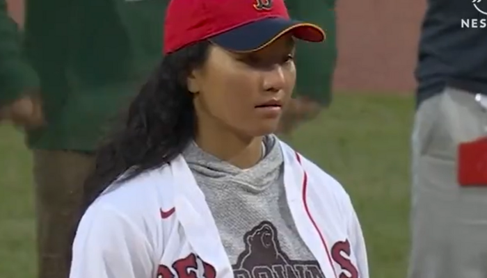 LOOK OUT!: First Female D1 Baseball Player Bombs First Pitch At Fenway ...