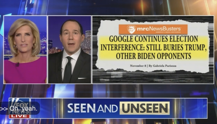 Ingraham Angle Highlights Exclusive MRC Research on Google’s Election ...