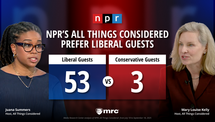 NPR's Evening Newscast Guest List TILTS Dramatically Left, 53 to 3