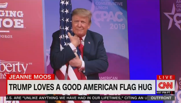 CNN Rips President Trump for Hugging, ‘Groping’ American Flag at CPAC ...