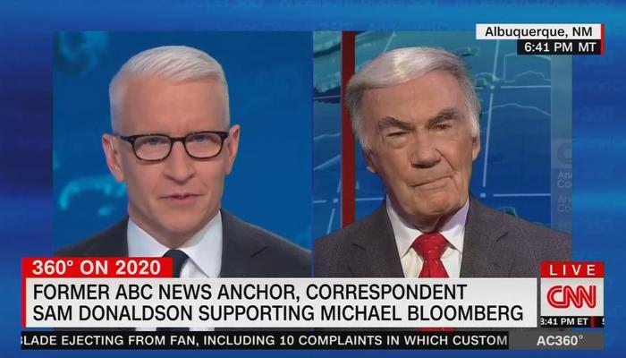 Sam Donaldson Endorses Mike Bloomberg on CNN to Defeat 'Sick, Ignorant ...